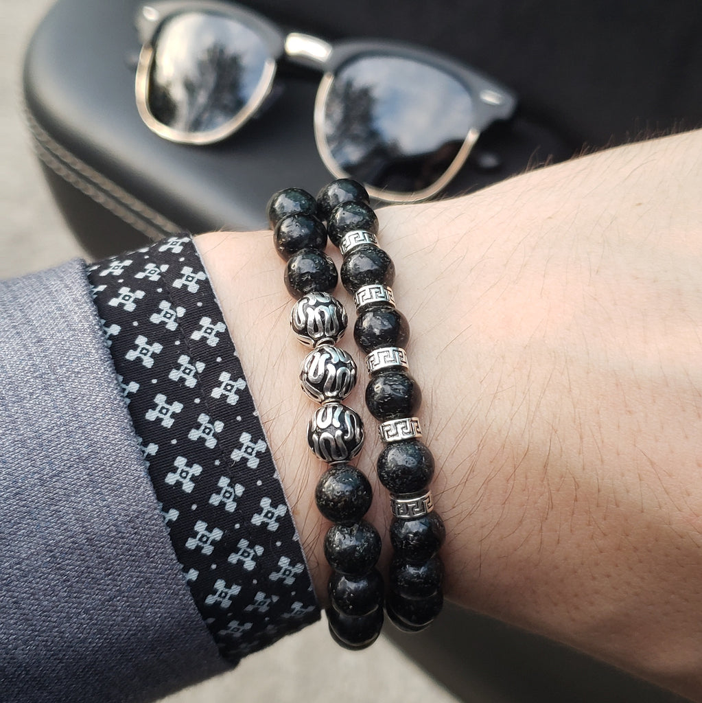 Luxury Stone Bracelet - Silver Executive Biotite - Gemvius