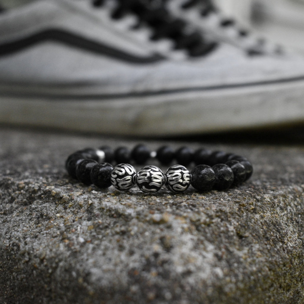 Luxury Stone Bracelet - Silver Executive Biotite - Gemvius