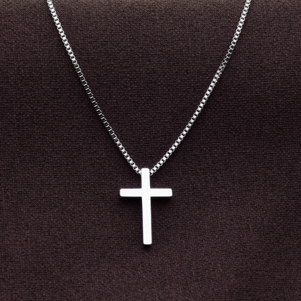 Women's Contemporary Cross Necklace - Stainless Steel - Faith - Gemvius