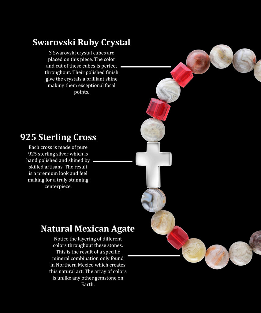 July Ruby Cross Mexican Agate - July Birthstone Bracelet – Gemvius